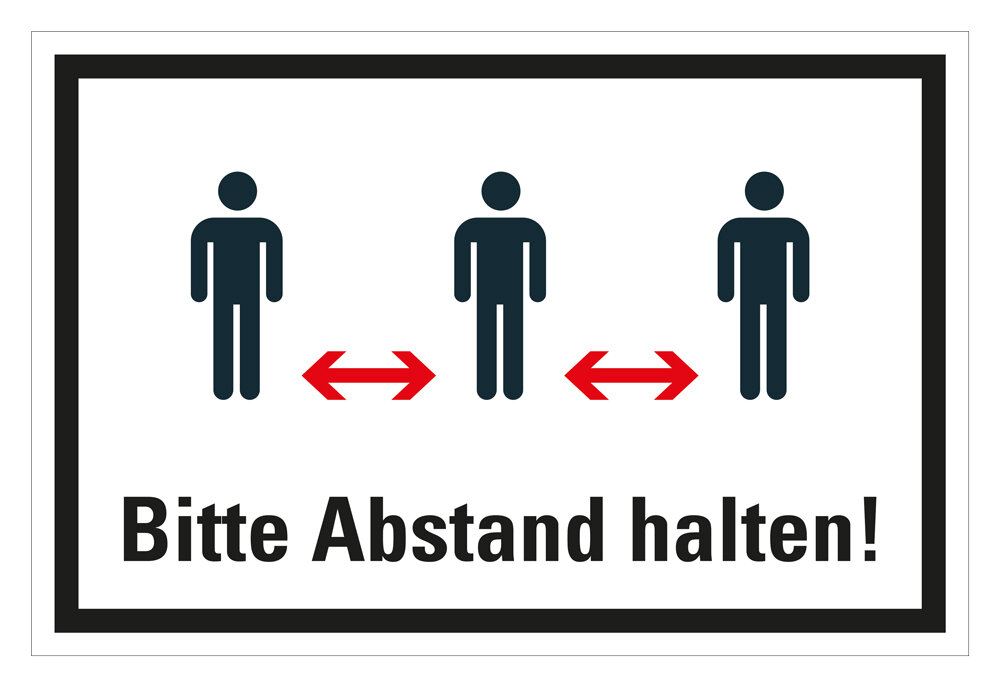HK06 Hinweisschild bedruckt "Bitte Abstand halten (Version 3)" 200mmx